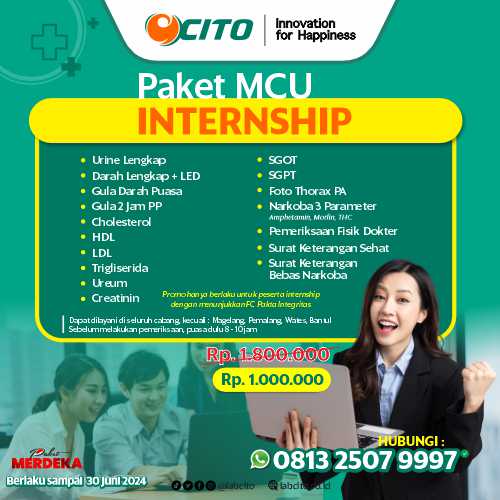 Paket MCU Internship - Laboratorium Medis - Klinik Utama CITO